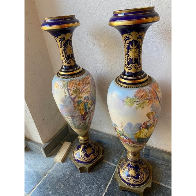 19th Century French Louis XVI Big Sevres Vases - a Pair | Chairish