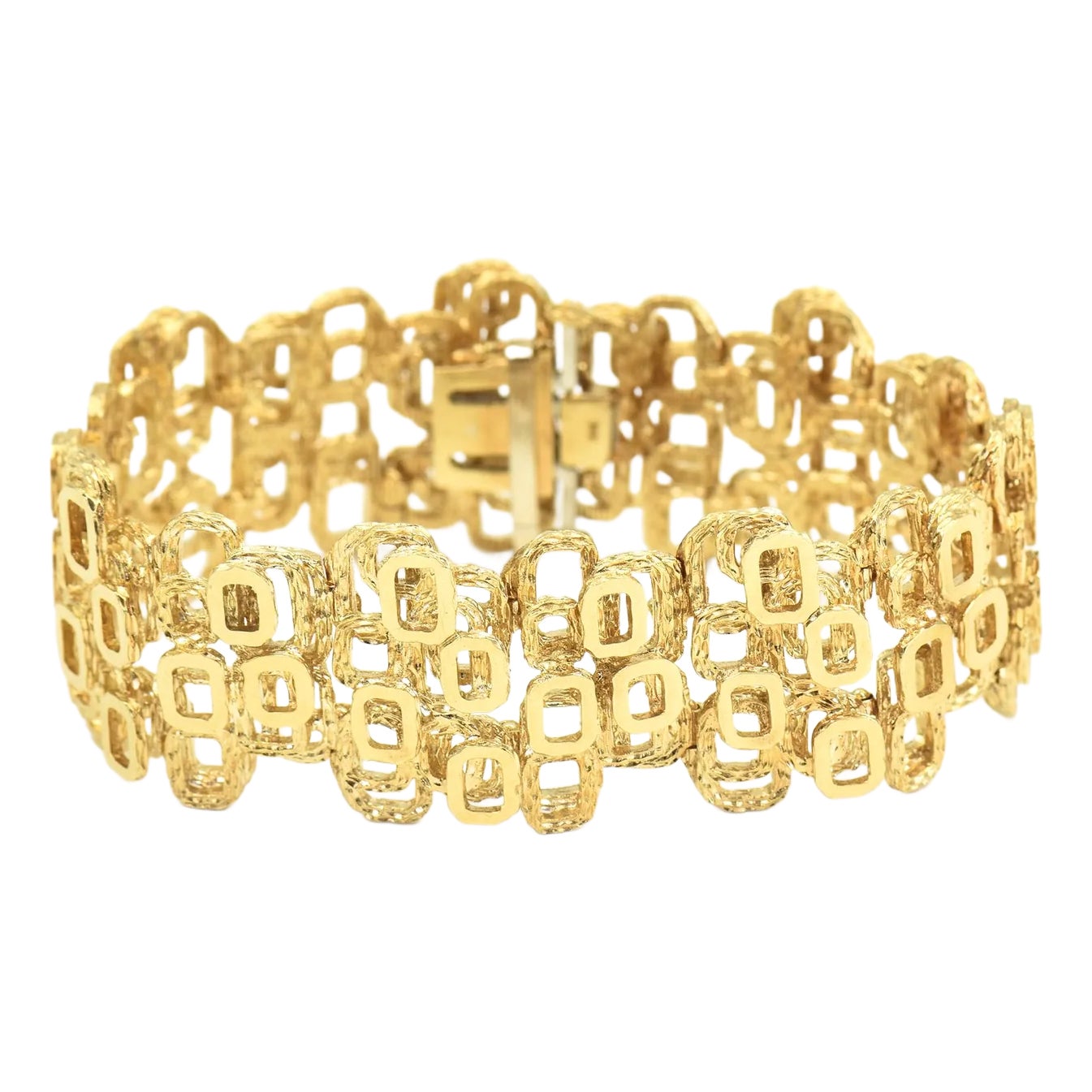 Modernist Wide Yellow Gold Bracelet Alex Gard Style | Chairish