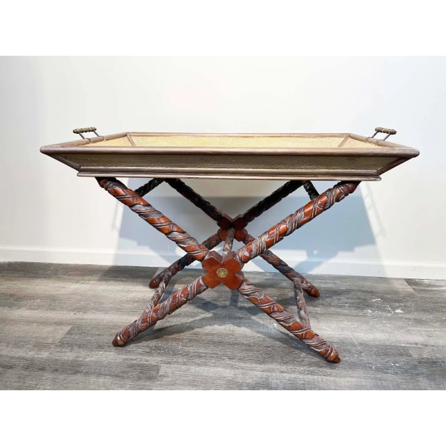 Tray-Top Side Table With Foliate Carved Legs | Chairish