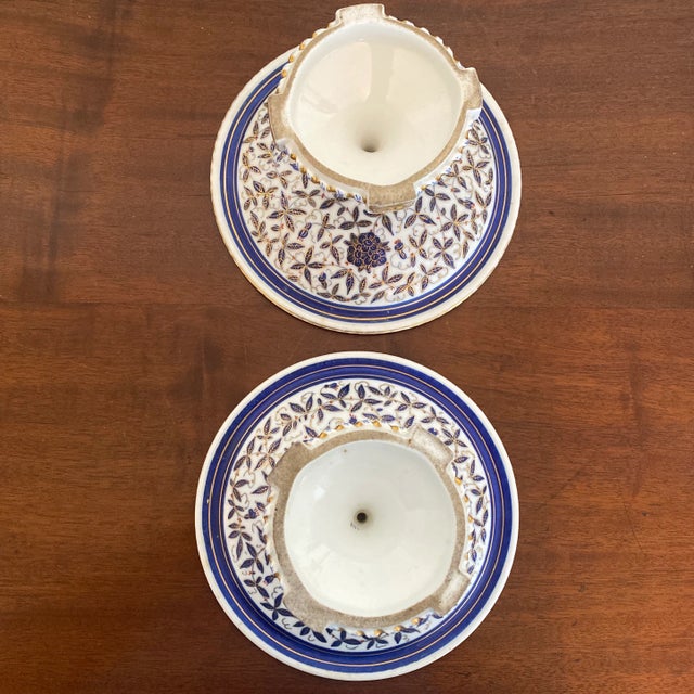 19th Century Russian Blue and White Enamel Porcelain Tazza a Pair ...