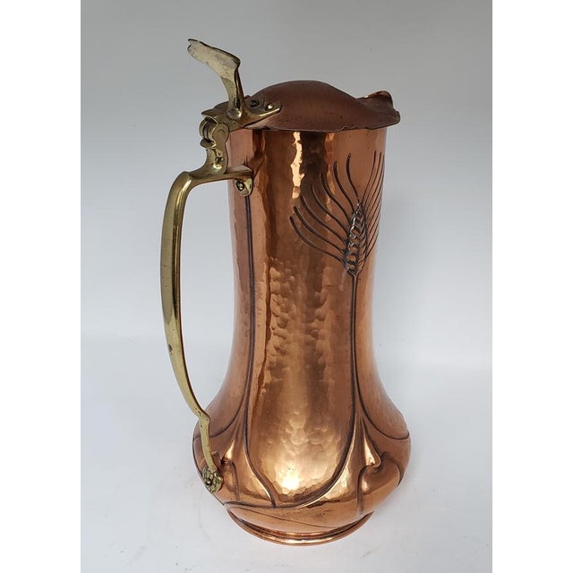 Antique German Art Nouveau Wmf Style Copper Tankard Pitcher | Chairish
