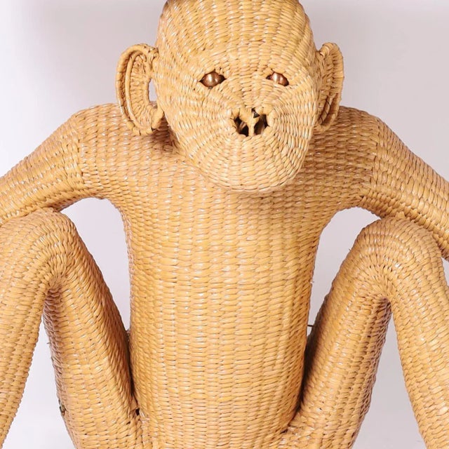 Mario Torres Mid Century Wicker Monkey Console | Chairish