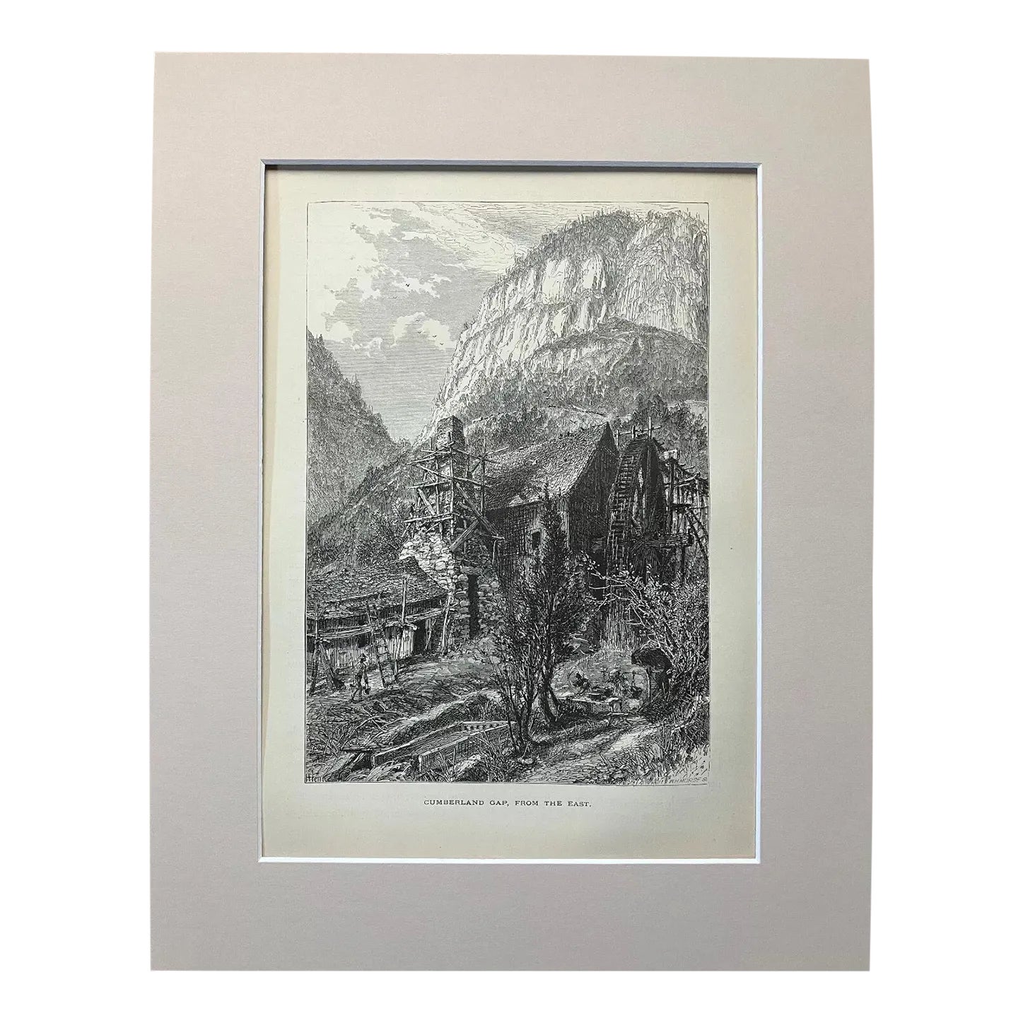 Antique 1874 Wood Engraving "Cumberland Gap, From the East" PA in 11x14 ...