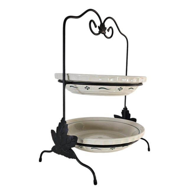 Longaberger Wrought Iron 2 Tier Pie Stand With Two Pie Plates | Chairish
