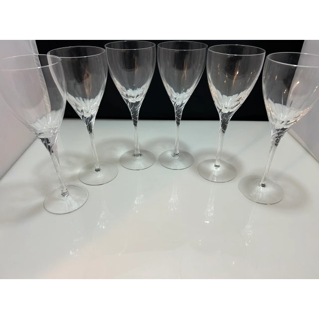 Vintage Lenox Long Stem Crystal Wine Glasses Encore Pattern Set Of 6