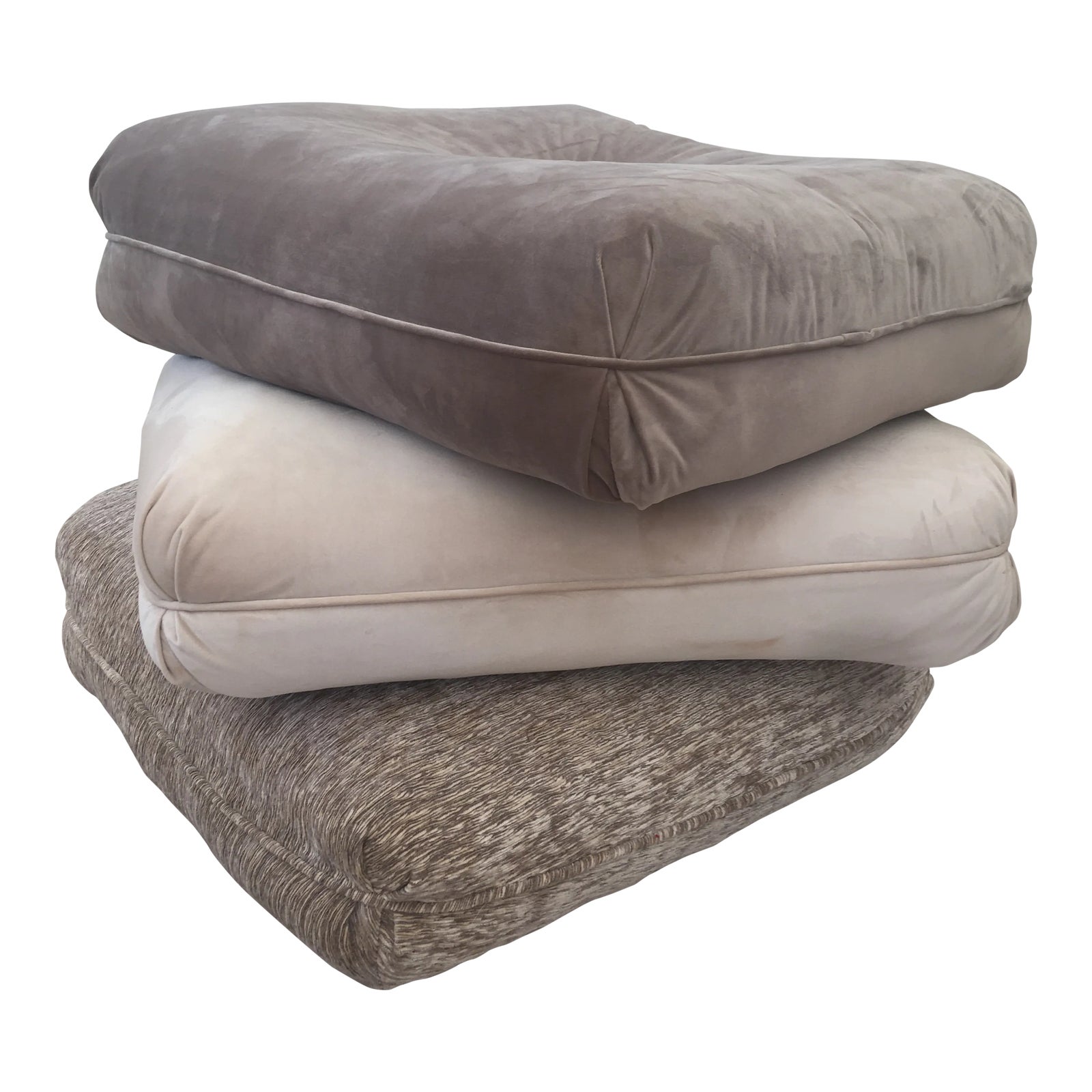 Velvet Pillow Stools - Set of 3 | Chairish