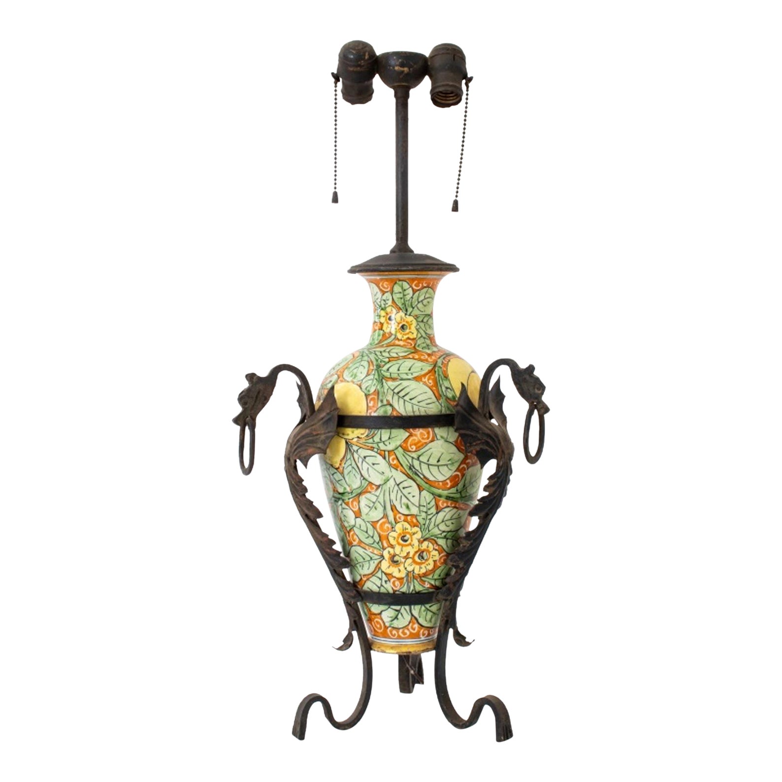 Italian Deruta Ceramic Vase Mounted as a Lamp | Chairish