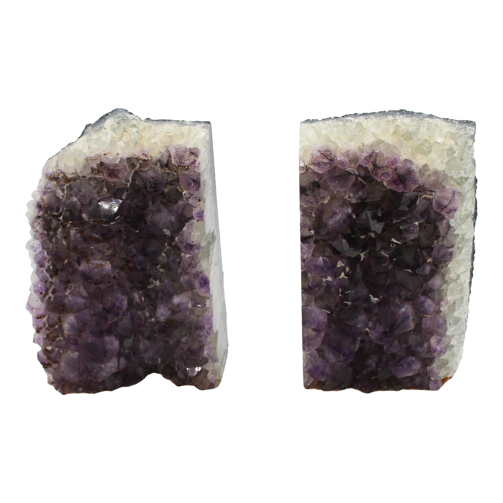 Vintage Circa 1980s Brazilian Pair of Amethyst Geode Bookends | Chairish