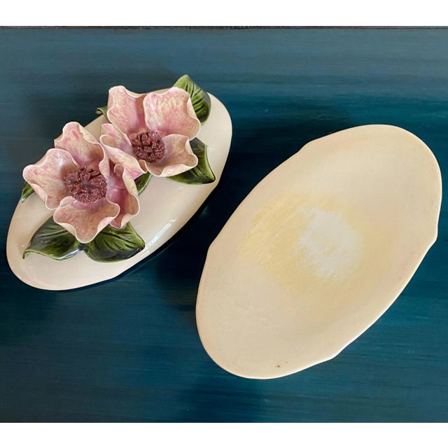 Late 19th Century Magnolia Covered Ceramic Box | Chairish