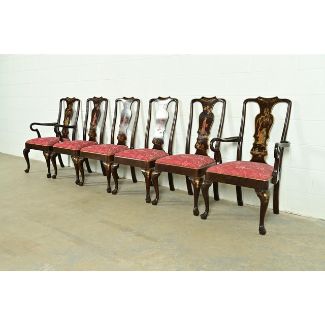 Henredon Chinoiserie Queen Anne Hand Painted Oak and Burl Wood ...