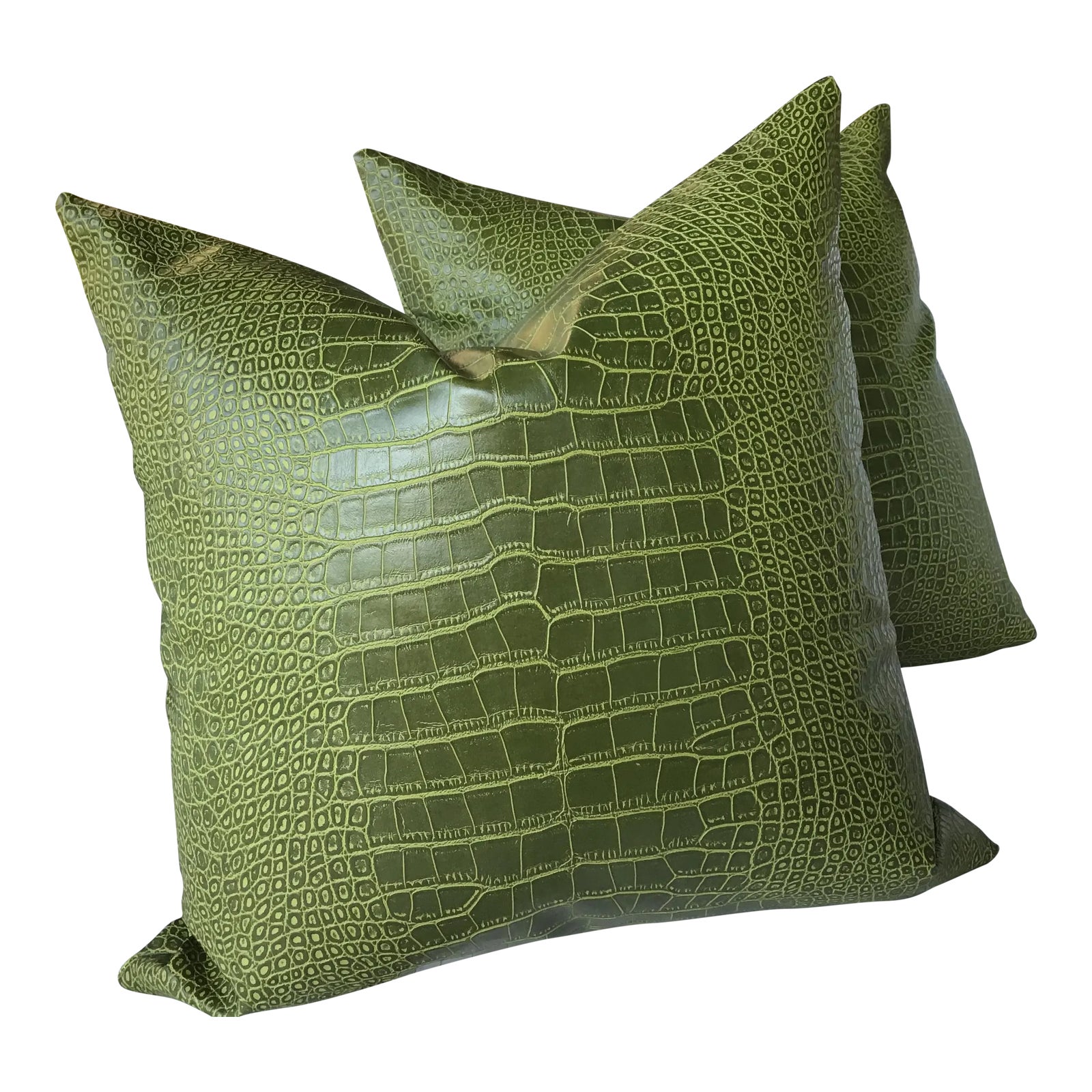 Fabricut “Aluminum” in Crocodile Faux Croc 21” Down Filled Pillows - a ...