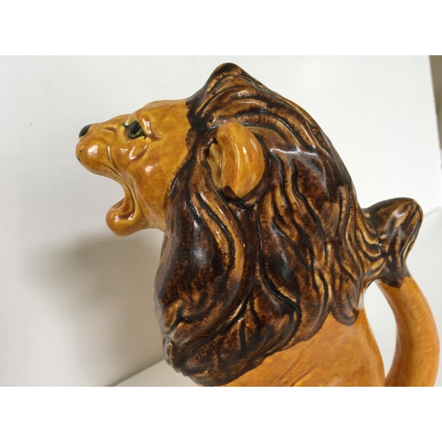Hollywood Regency Mid-Century Roaring Hand Painted Lion Pitcher - Made ...
