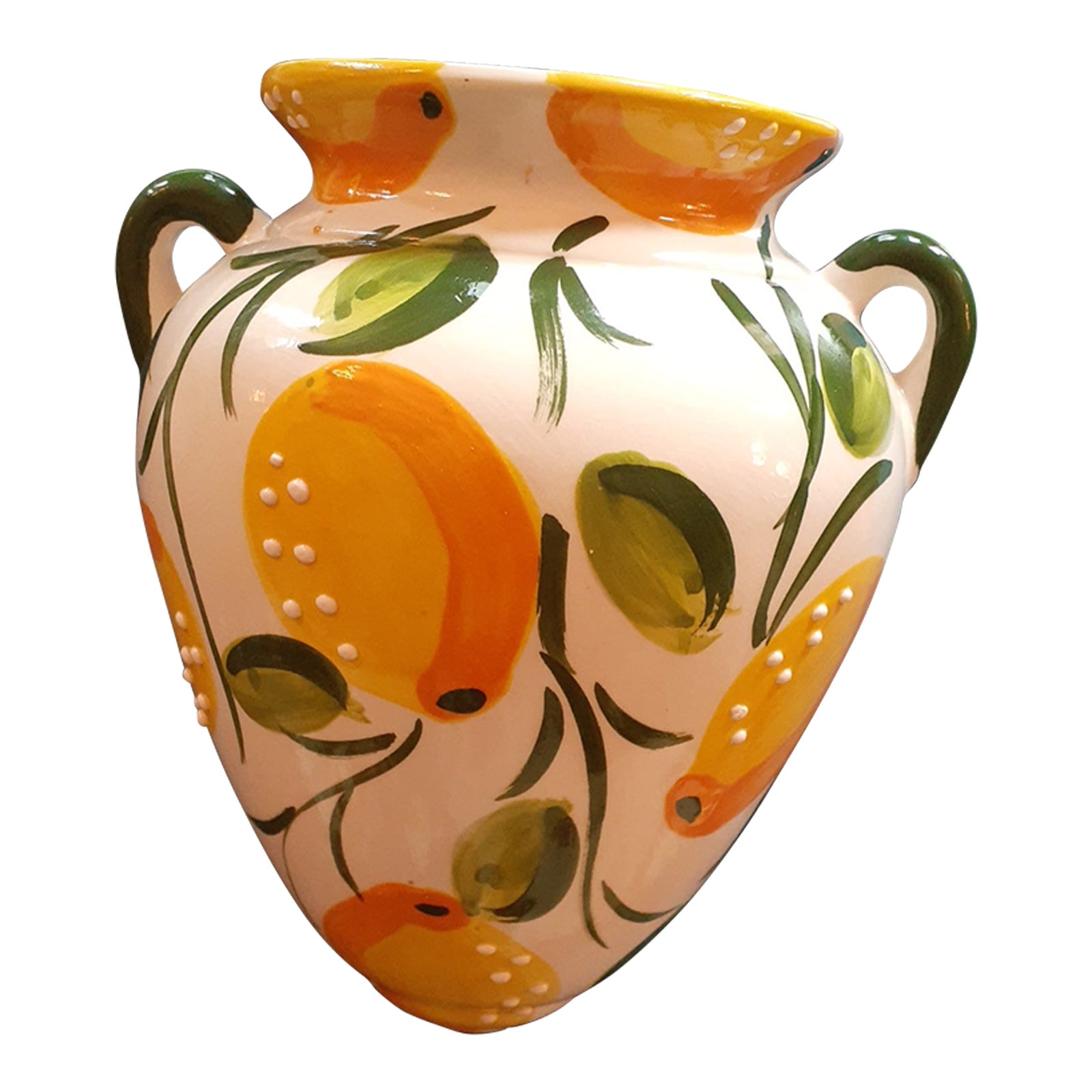 1970 Ceramicas Anoru Made in Spain Lemons Dual Handle Wall Planter ...