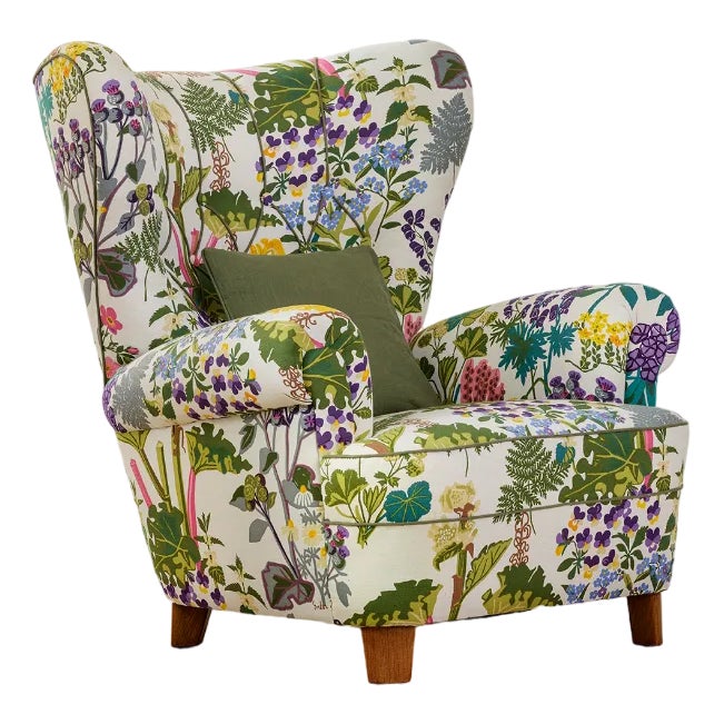 Large Chair with Gocken Jobs Print | Chairish