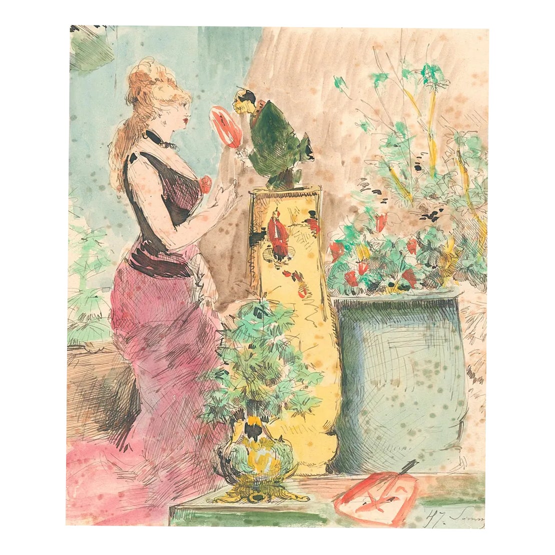 Henry Somm, Domestication, 1890s, Drawing | Chairish