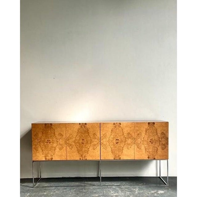 Vintage Boho Book Matched a Burl Wood Credenza After Thayer Coggin ...