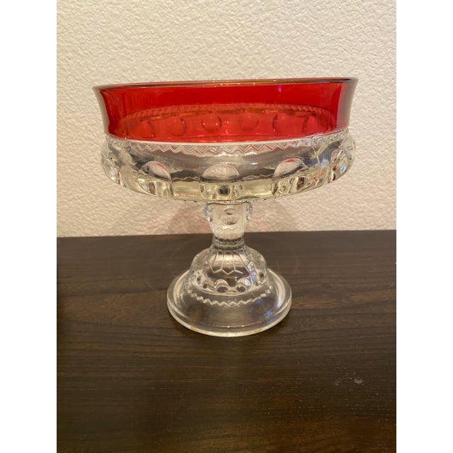 1920s Indiana Glass Colony Ruby Red Thumbprint Wedding Bowl | Chairish