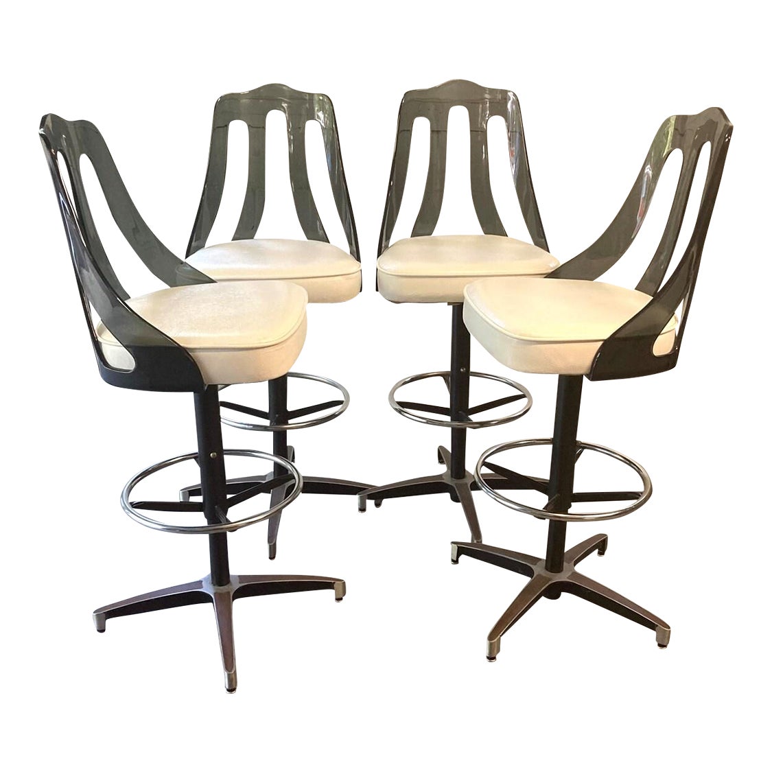 Bar Stools Set of 4 Vintage Mid Century Mod Modern Smoked Acrylic ...