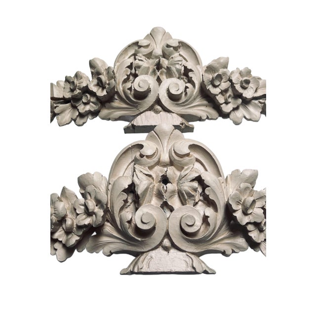 Pair of Architectural Carved Wood Pediment Wall Hangings | Chairish