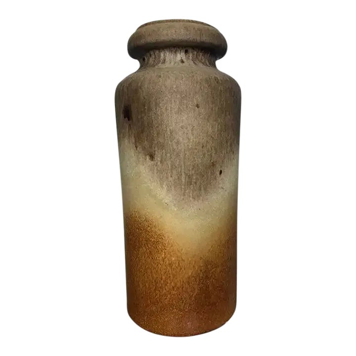 1960s Mid-Century Modern West German Pottery Vase by Scheurich in Burnt ...