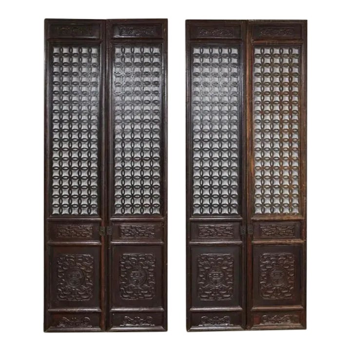 Pair Chinese Hardwood Doors, 2 Pairs Available | Chairish