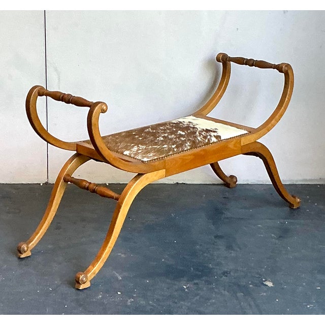 Vintage Boho Scroll Bench | Chairish