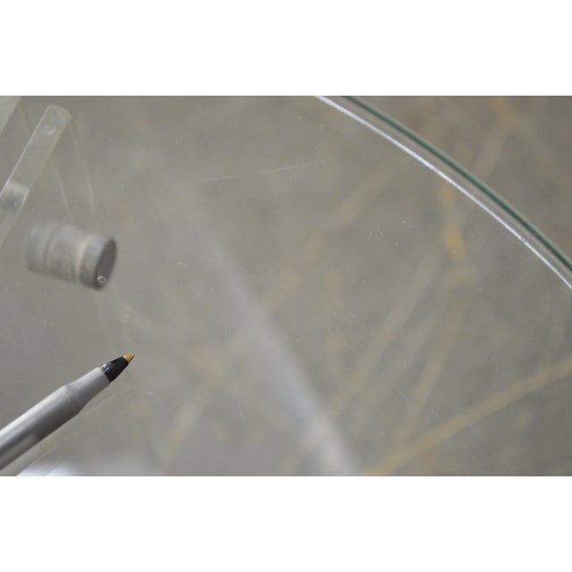 Mid Century Modern Lucite Base Round Glass Top Table | Chairish