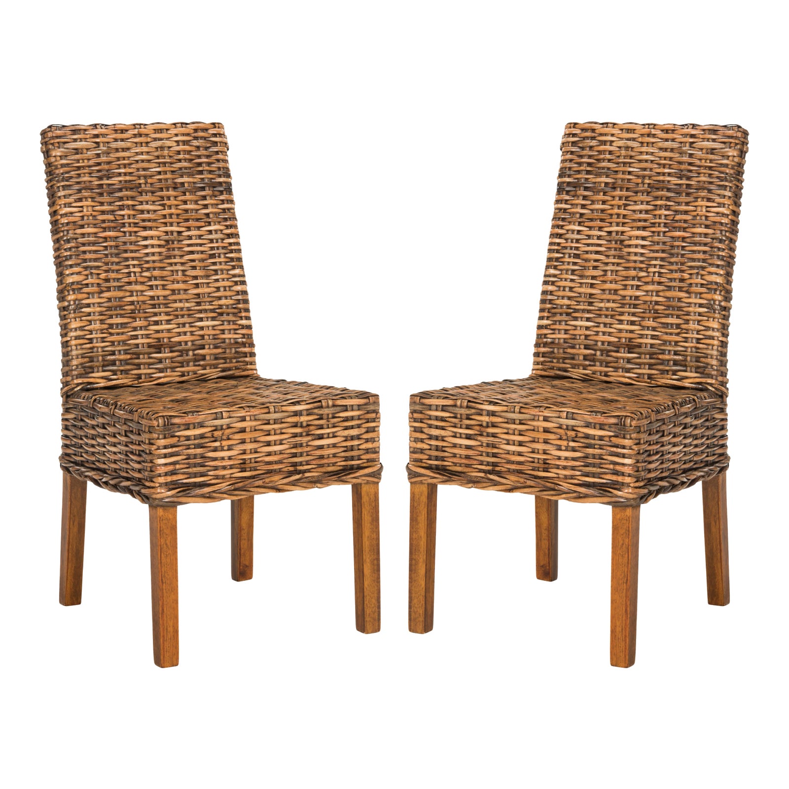Alisa 18''H Rattan Side Chair in Brown - a Pair | Chairish