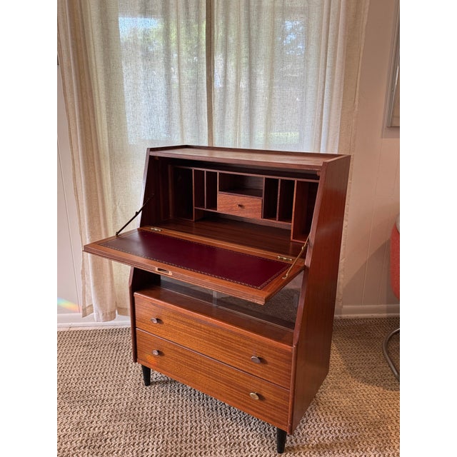 Mid Century Modern Drop Front Bureau Made by Lebus, Circa 1960s. | Chairish