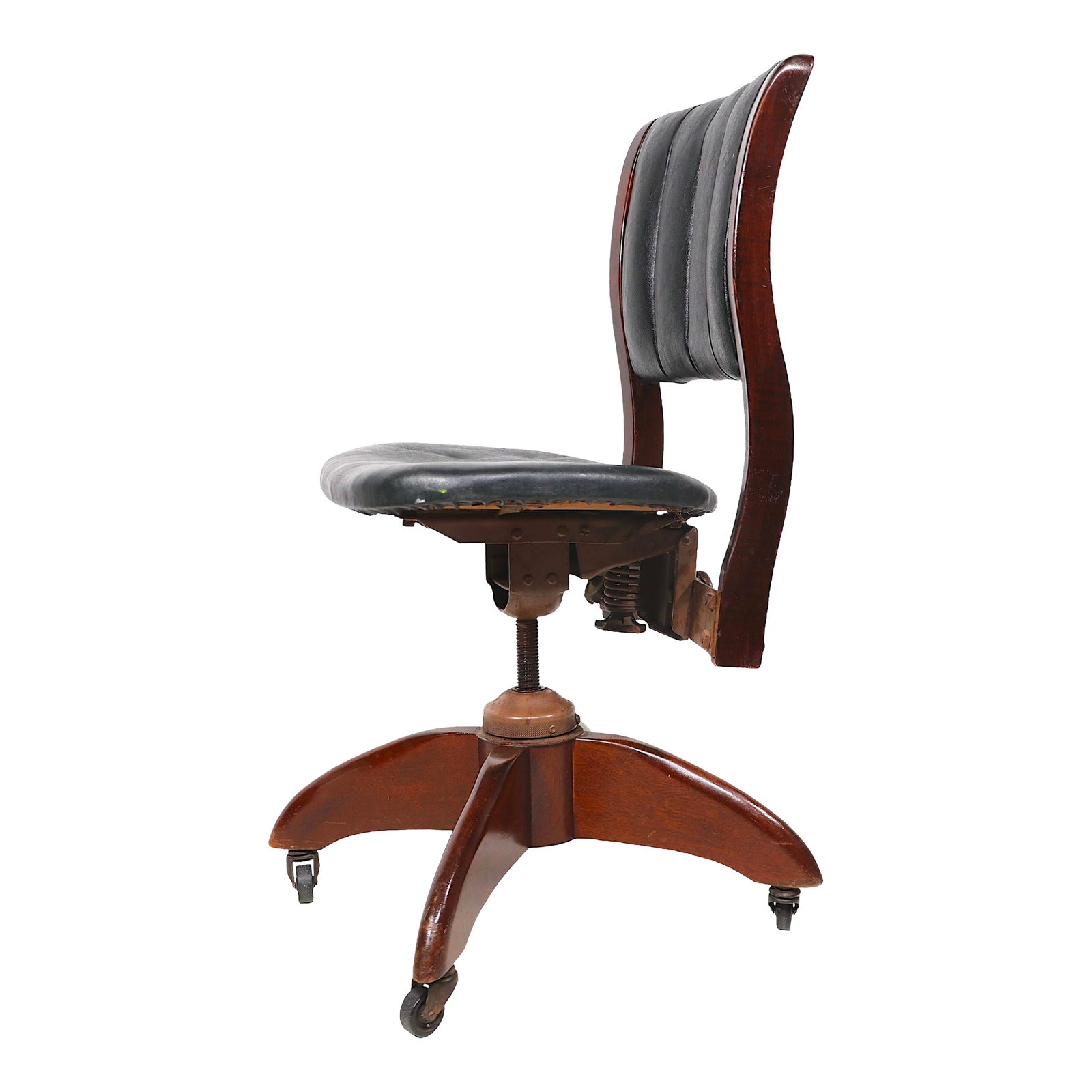 Antique Adjustable Armless Swivel Desk Chair C 1900/1930's | Chairish