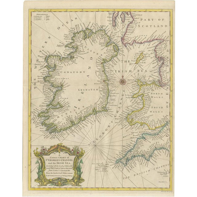 St. Georges Channel and the Irish Sea, 1744 | Chairish