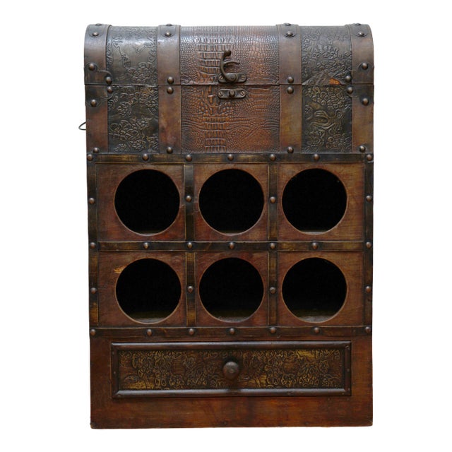 Antique Mahogany & Faux Alligator Cellarette Wine Cabinet | Chairish