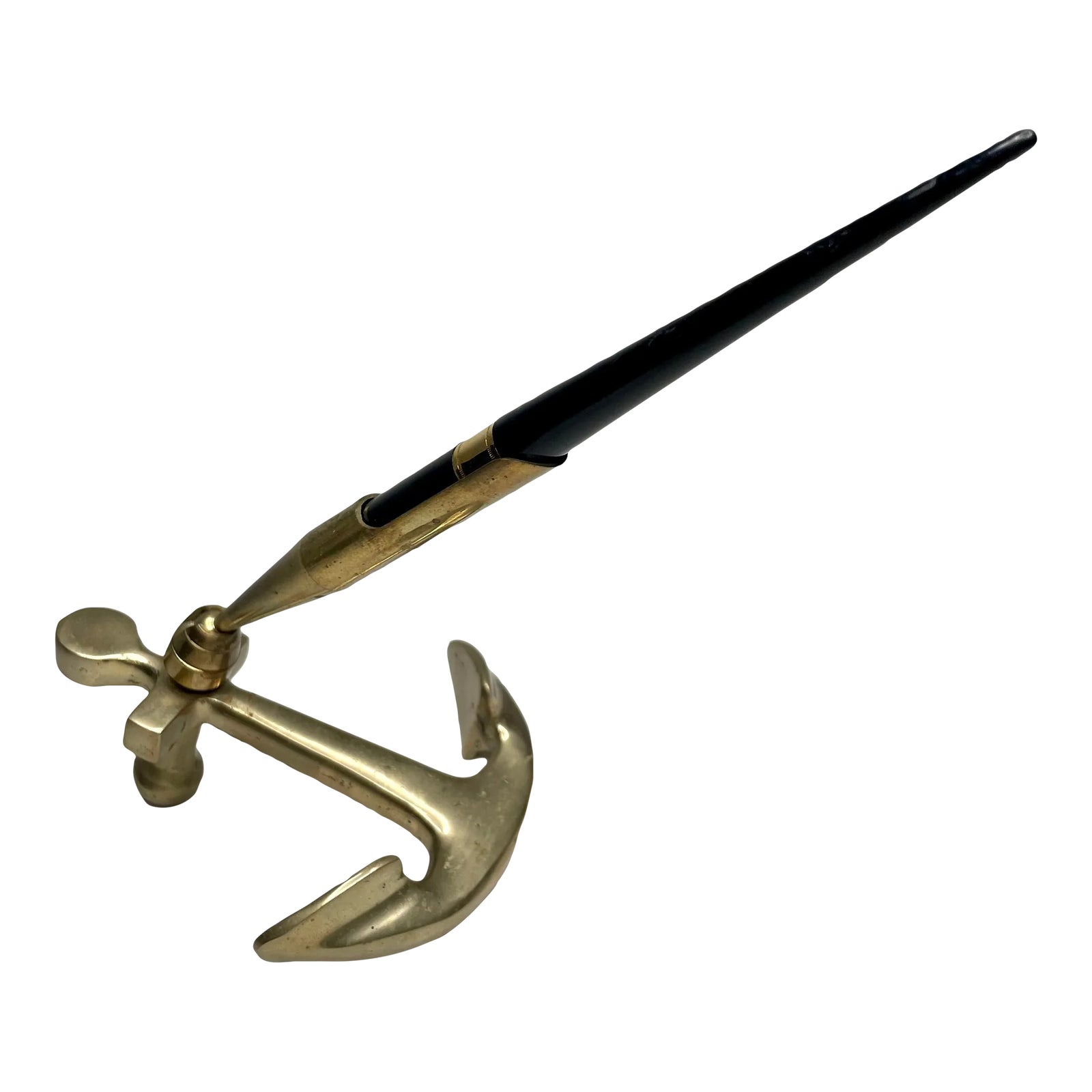 Late 20th Century Vintage Anchor Pen Desk Set, Solid Brass | Chairish