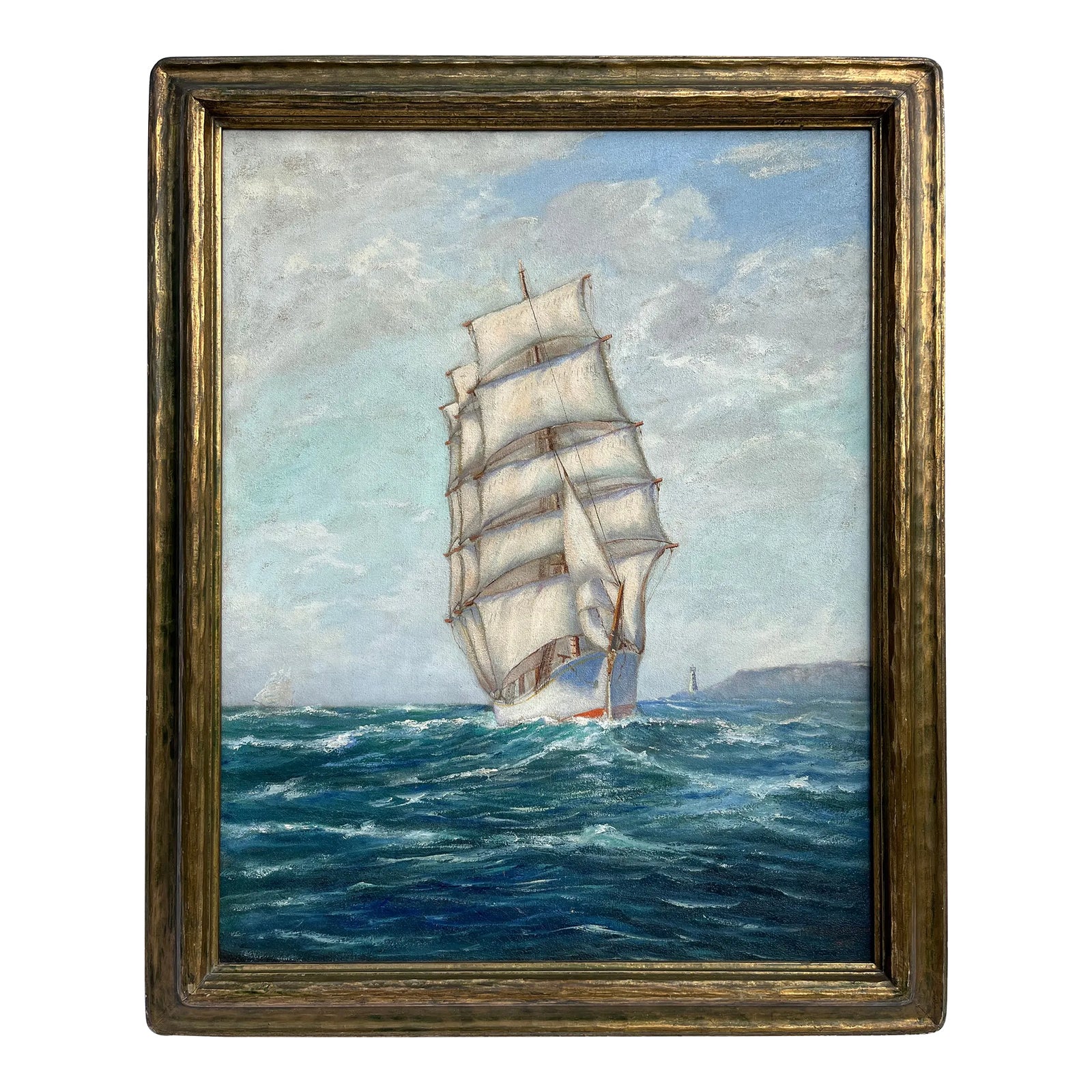 Original Sailing Ship Painting Framed | Chairish
