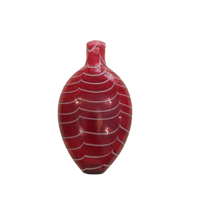 Red Nailsea Glass Pocket Flask | Chairish