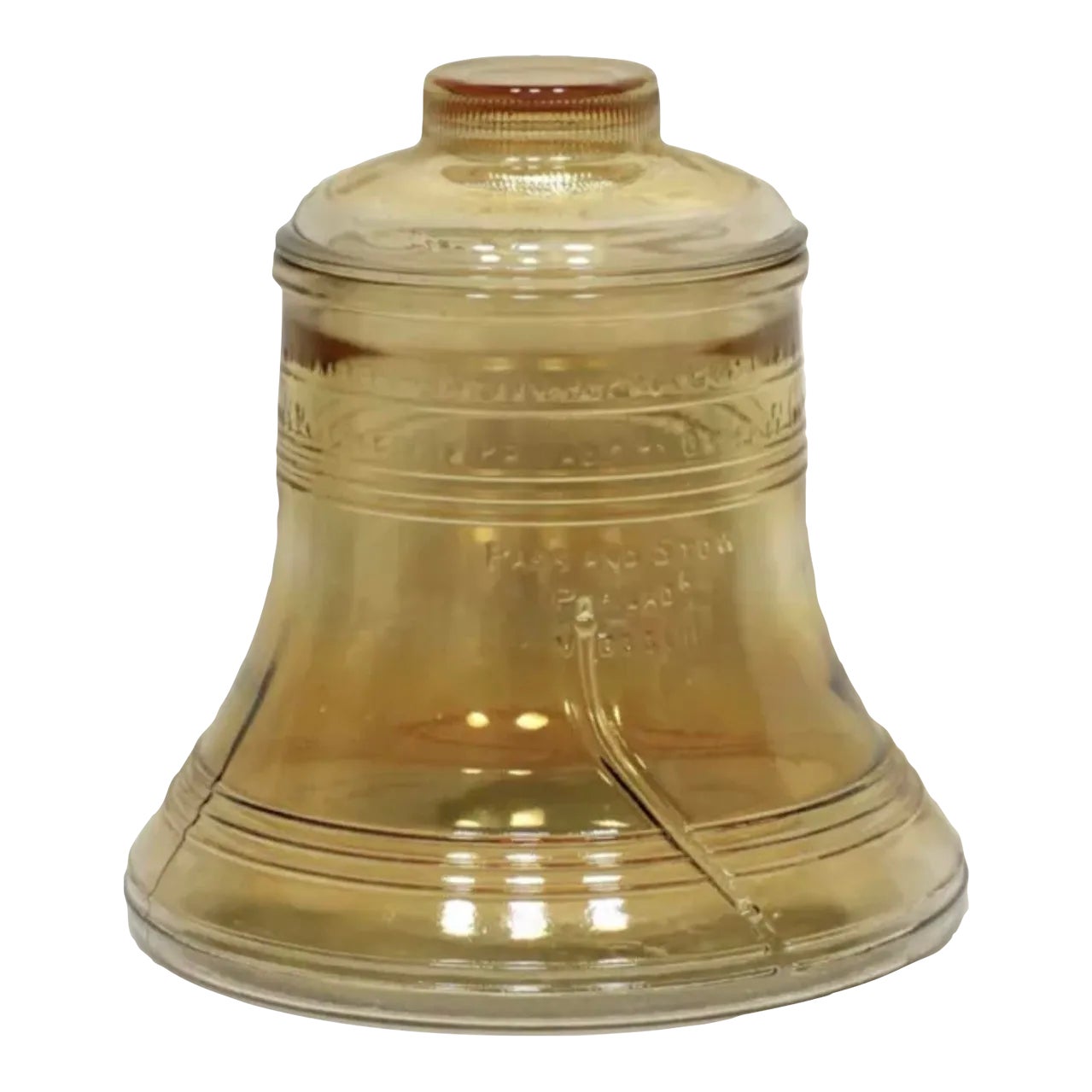 Vintage 1976 Liberty Bell Cookie Jar Amber Carnival Glass Bartlett ...