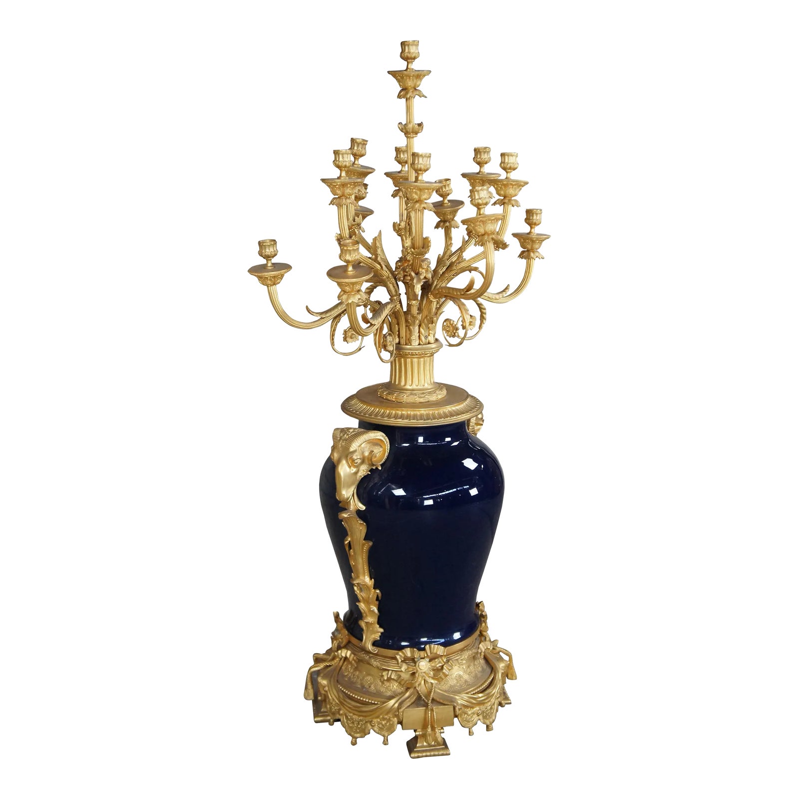 Late 20th Century French Napoleon III Sevres Style Porcelain Ormolu Ram ...