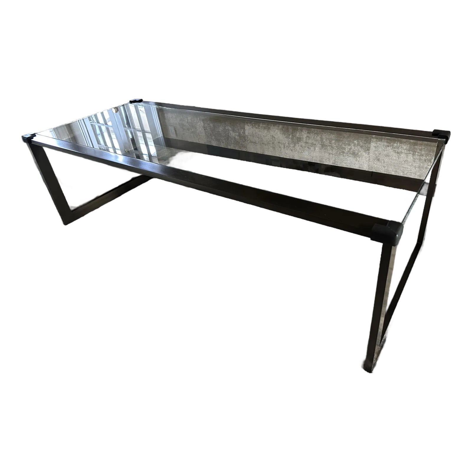 Evan Lewis Custom Steel and Glass Coffee Table | Chairish