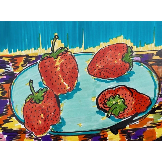 1960s Alexandra Merker Strawberry Still Life Painting | Chairish