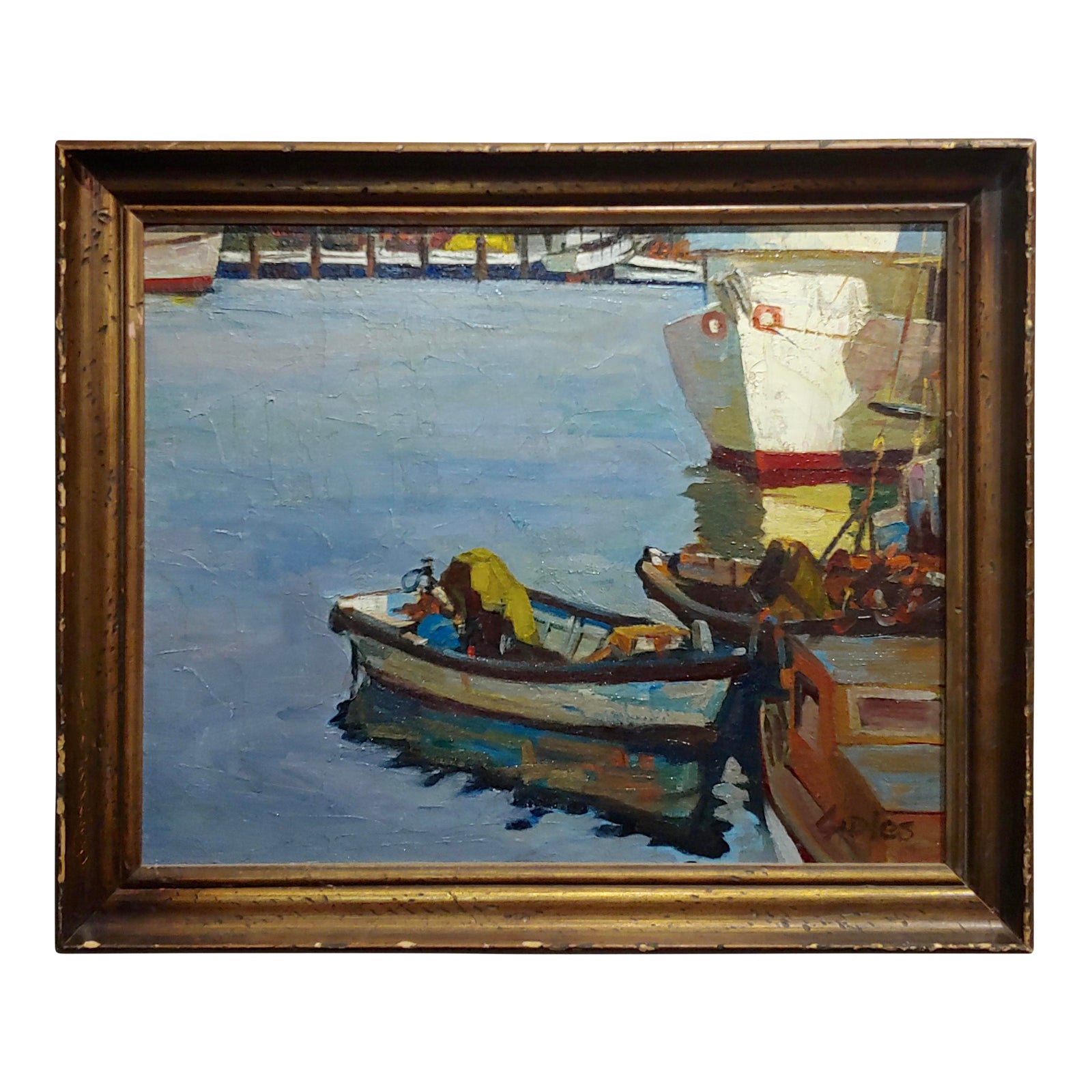 Robert Caples - Fishing Boats - Oil Painting | Chairish