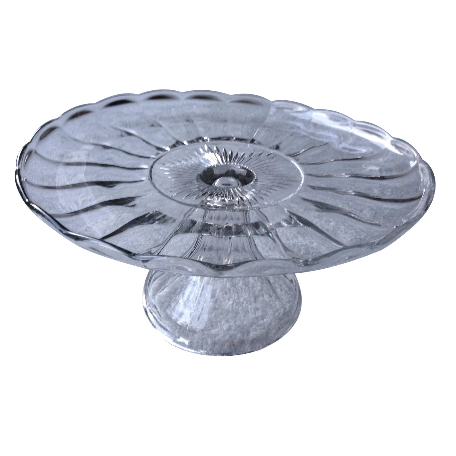 Vintage Glass Cake Plate Stand | Chairish