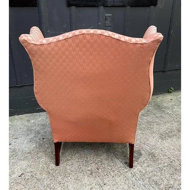 1950s-60s Pink Silk Oversized Wingback Chair W/ Nailhead Detail | Chairish
