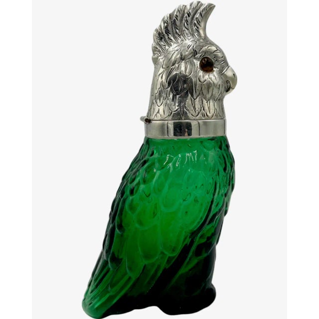 Vintage Green Bird Parrot Cockatoo Glass Claret Jug Decanter Carafe ...