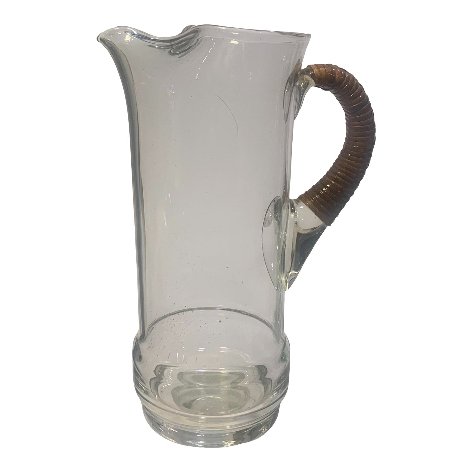 Mid Century Modern Blown Glass Pitcher With Cane Wrapped Handle in the ...