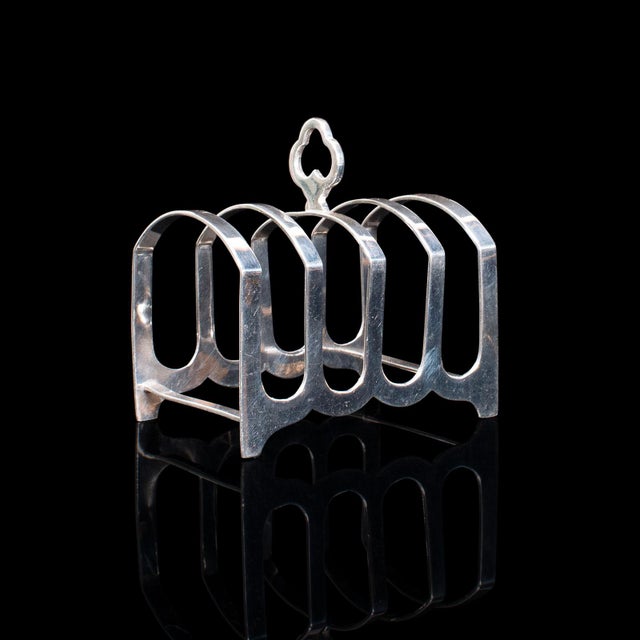 1938 Small Vintage Silver English Toast Rack | Chairish