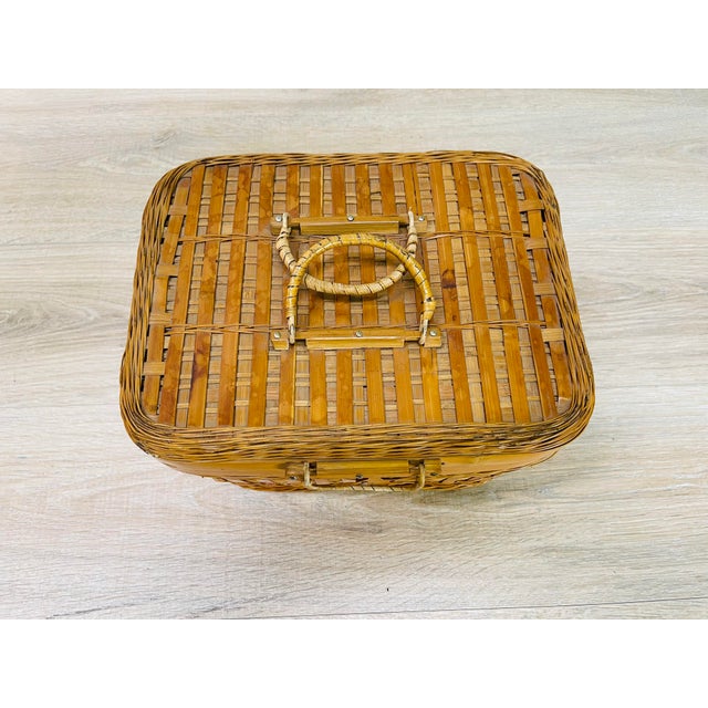 Vintage 1960s Rectangular Wicker Storage Basket | Chairish