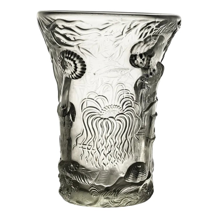 Glass Marine Life Vase attributed to Josef Inwald for Barolac, 1960s ...