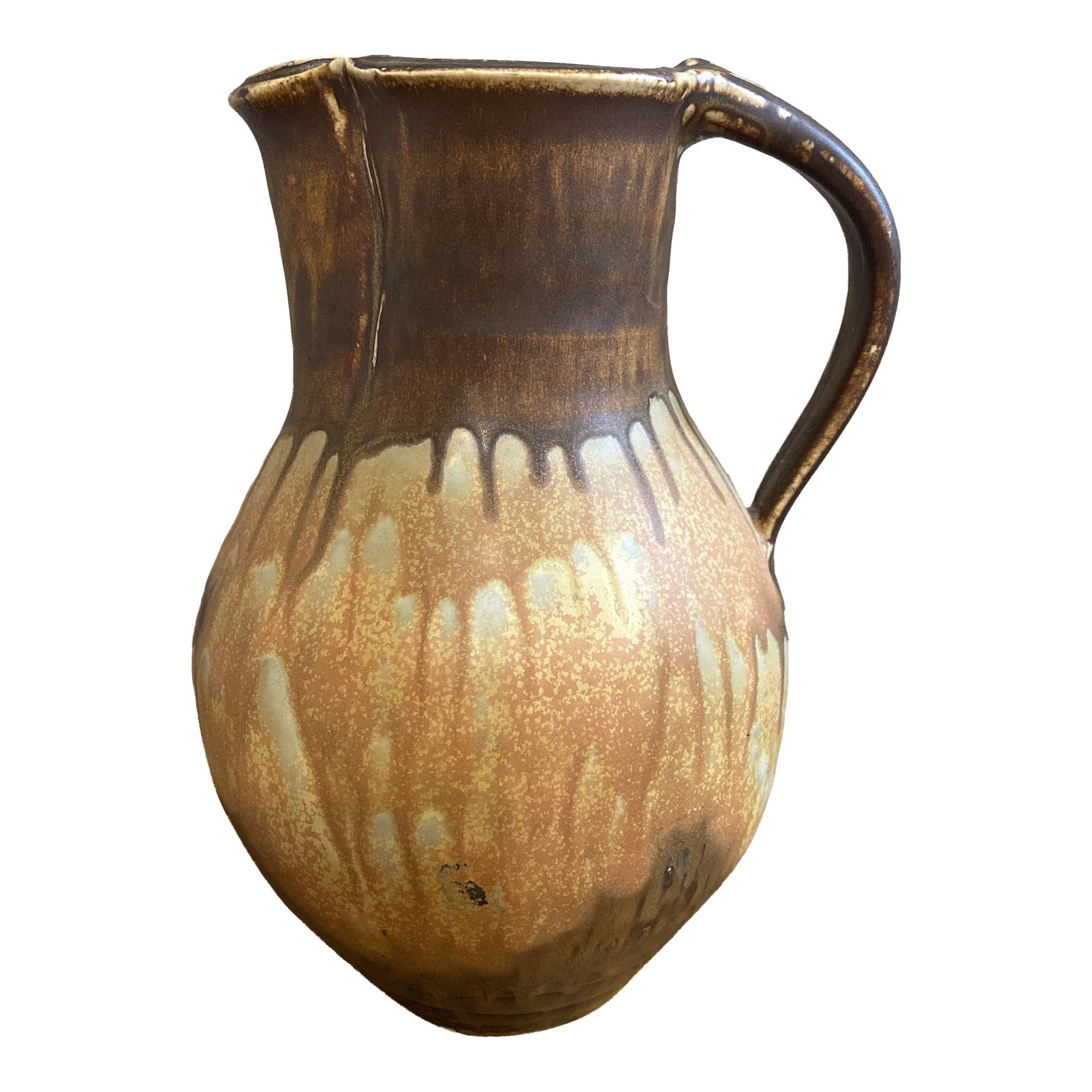 Mid 20th Century Hand Thrown Art Pottery Pitcher With a Drip Glaze ...