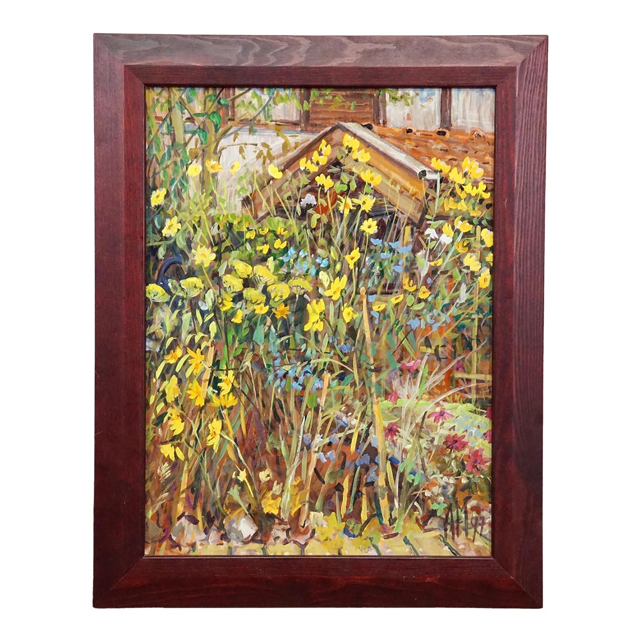 Great Oil Painting of a Garden Scenery, Alexander Michael 1997 | Chairish