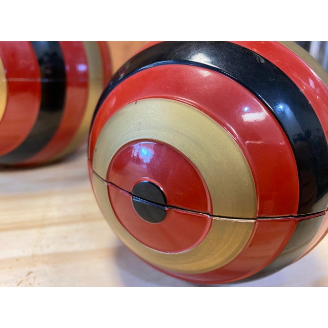 1980's Japanese Ball Shaped Plastic Tea Caddy Storage Containers, Set ...